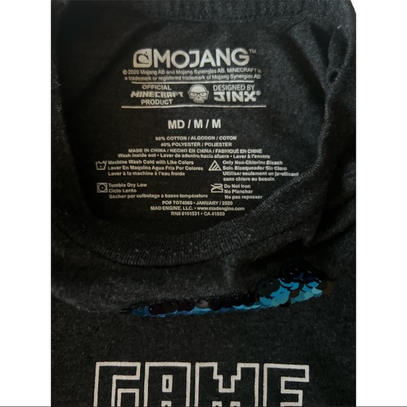 Mojang | Shirts & Tops | Mojang Flip Sequin Minecraft Shirt Kids M ...